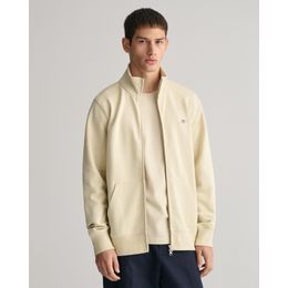 Sweatjacke Gant "REG SHIELD FULL ZIP SWEAT" Gr. 4XL, beige (silky beige) Herren Sweatjacken