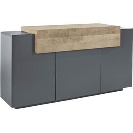 Sideboard Tecnos "Coro" Sideboards Gr. B/H/T: 160 cm x 85,6 cm x 45 cm, grau (anthrazit matt, oak) Sideboards