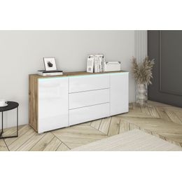 Sideboard Inosign "Vera" Sideboards Gr. B/H/T: 150 cm x 67,9 cm x 39,5 cm, matt-hochglanz, 3, braun (eichefarben votan, weiß hochglanz) Sideboards