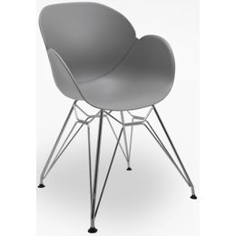 NIEHOFF SITZMÖBEL Schalenstuhl NIEHOFF SITZMÖBEL "SUSHI" Stühle Gr. B/H/T: 59 cm x 85 cm x 58 cm, 4 St., Metall, grau (grau, silberfarben) Schalenstühle