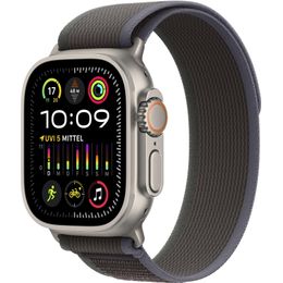 Smartwatch Apple "Watch Ultra 2 GPS 49 mm + Cellular Titanium S/M" Smartwatches blau (titanium, blue, black) Fitness-Tracker
