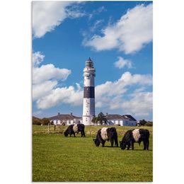 Wandbild Artland "Leuchtturm Langer Christian Kampen Sylt" Bilder Gr. B/H: 80 cm x 120 cm, Alu-Dibond-Druck Gebäude Hochformat, 1 St., blau Kunstdrucke