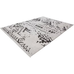 Teppich Calo-deluxe "Yoel 115" Teppiche Gr. B/L: 160 cm x 230 cm, 23 mm, 1 St., schwarz-weiß (weiß, schwarz) Esszimmerteppiche