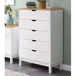 Kommode Home Affaire "Post" Sideboards Gr. B/H/T: 76 cm x 113 cm x 39 cm, 5, beige (natur, weiß) Kommode