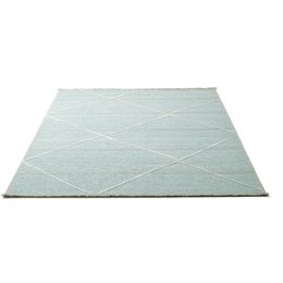 Teppich Sansibar "Braderup" Teppiche Gr. B/L: 80 cm x 200 cm, 2 mm, 1 St., blau (hellblau) Schurwollteppiche