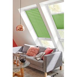Dachfensterplissee SUNLINES "Classic Style Crepe" Plissees Gr. 122 cm, zweiseitig verschiebbar, 78 cm, grün (lindgrün, weiß) Dachfensterplissees