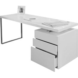 Schreibtisch Salesfever Tische Gr. B/H/T: 140 cm x 76 cm x 70 cm, 140 x 70 cm, weiß (weiß, chromfarben, weiß) Schreibtische