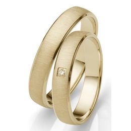 Trauring Firetti "Schmuck Geschenk Gold 750 Hochzeit Ehering "LIEBE"" Fingerringe Gr. 50, ohne Brillant, Gelbgold 750, 4 mm, gelb (gelbgoldfarben) Trauringe Made in Germany, wahlweise mit oder ohne Brillant