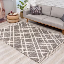 Hochflor-Teppich Carpet City "Pulpy 540" Teppiche Gr. B/L: 240 cm x 340 cm, 30 mm, 1 St., grau Esszimmerteppiche