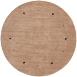 Wollteppich CarpetFine "Gabbeh Uni" Teppiche Gr. Ø 150 cm, 15 mm, 1 St., beige Orientalische Muster