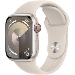 Smartwatch Apple "Watch Series 9 GPS + Cellular 41mm Aluminium" Smartwatches beige (polarstern) Fitness-Tracker