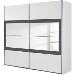 Schwebetürenschrank Rauch "Tarragona" Schränke Gr. B/H/T: 226 cm x 210 cm x 62 cm, 2 St., weiß (alpinweiß, graumetallic) Schwebetürenschrank Kleiderschrank Schwebetürenschränke und Schiebetürenschränke Schränke