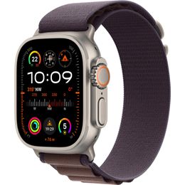 Smartwatch Apple "Watch Ultra 2 GPS 49 mm + Cellular Titanium Medium" Smartwatches lila (titanium, indigo alpine) Fitness-Tracker