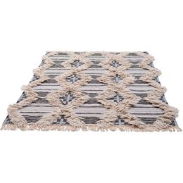 Teppich Tom Tailor HOME "Cozy Kelim" Teppiche Gr. B/L: 65 cm x 135 cm, 5 mm, 1 St., schwarz (schwarz, weiß) Schurwollteppiche