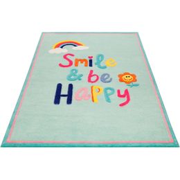 Kinderteppich Smart Kids "Happy me" Teppiche Gr. B/L: 130 cm x 190 cm, 9 mm, 1 St., blau Kinder Kinderzimmerteppiche