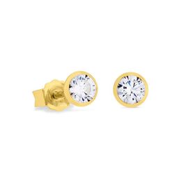 Paar Ohrstecker Firetti "Schmuck Geschenk Silber 925 Ohrschmuck Solitär" Ohrringe Gr. 4, Gelbgold 585, goldfarben (gelbgoldfarben, kristallweiß, kristallweiß) Damen Ohrstecker