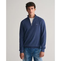 Troyer Gant "COTTON PIQUE HALFZIP" Gr. 4XL, blau (dusty blue sea) Herren Pullover Troyer