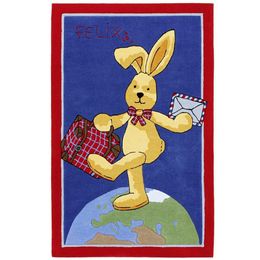 Kinderteppich Felix der Hase "Felix der Hase FE-2943-01-01" Teppiche Gr. B/L: 110 cm x 170 cm, 10 mm, 1 St., blau Kinder Kinderzimmerteppiche