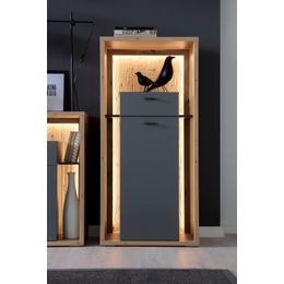 Highboard MCA furniture "Lizzano" Sideboards Gr. B/H/T: 66 cm x 141 cm x 40 cm, Mit LED Band 1er Set neutral-warm weiß, 1, grau (balkeneiche, royal melamin nachbildung) Highboards