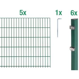 Alberts Doppelstabmattenzaun "Grundset" Zaunelemente Gr. H/L: 140 cm x 10 m H/L: 140 cm, grün Zaunelemente