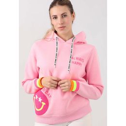 Hoodie Zwillingsherz "Always Happy" Gr. S/M, rosa Damen Sweatshirts -jacken Hoodiebänder mit Aufdruck