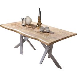 Esstisch Sit Tische Gr. B/H/T: 160 cm x 75 cm x 90 cm, 160 x 90 cm, beige (natur, antiksilber, natur) Esstische rechteckig
