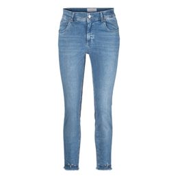 7/8-Jeans Angels "ORNELLA FRINGE SEQUIN" Gr. 40, N-Gr, blau (ltbluerandom) Damen Jeans Röhrenjeans