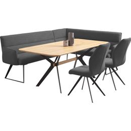 Eckbankgruppe Home Affaire "Preston" Sitzmöbel-Sets Gr. B/H/T: 227 cm x 88 cm x 178 cm, Struktur 1, langer Schenkel links, schwarz (obsidian (capulet 4009), schwarz) Eckbankgruppen