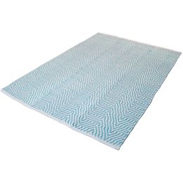 Teppich Home Affaire "Jaron" Teppiche Gr. B/L: 120 cm x 170 cm, 7 mm, 1 St., blau (türkis) Baumwollteppiche