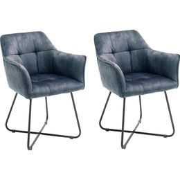 Esszimmerstuhl MCA furniture "Panama" Stühle Gr. B/H/T: 60 cm x 82 cm x 62 cm, 2 St., Vintage, Set + Metall, blau (petrol, metall schwarz matt lackiert) Küchenstühle