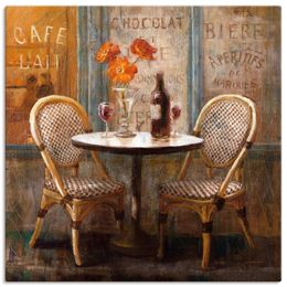 Wandbild Artland "Triff mich im Cafe I" Bilder Gr. B/H: 100 cm x 100 cm, Leinwandbild Restaurant & Cafés quadratisch, 1 St., beige (naturfarben) Kunstdrucke