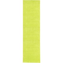 Läufer morgenland "GABBEH FEIN UNI" Teppiche Gr. B/L: 80 cm x 200 cm, 18 mm, 1 St., grün (hellgrün) Teppichläufer