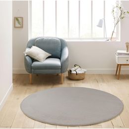 Teppich my home "Kurzflor-Webteppich GRANADA 4800, uni Soft Touch" Teppiche Gr. Ø 250 cm, 20 mm, 1 St., beige (naturweiß) Esszimmerteppiche