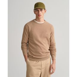 Rundhalspullover Gant "COTTON PIQUE C-NECK" Gr. 4XL, grün (dark khaki) Herren Pullover Scandic Style