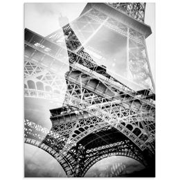 Glasbild Artland "Der doppelte Eiffelturm" Bilder Gr. B/H: 60 cm x 80 cm, Glasbild Gebäude Hochformat, 1 St., schwarz Glasbilder