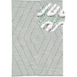 Teppich CarpetFine "Kelim Durry" Teppiche Gr. B/L: 120 cm x 170 cm, 5 mm, 1 St., grün Baumwollteppiche