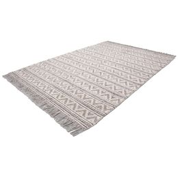 Teppich Calo-deluxe "Bature 500" Teppiche Gr. B/L: 80 cm x 150 cm, 10 mm, 1 St., beige (natur, silberfarben) Schurwollteppiche