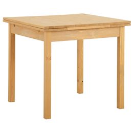 Esstisch Home Affaire Tische Gr. B/H/T: 80 cm x 74,5 cm x 80 cm, Einlegeplatten, beige (natur gebeizt, gewachst) Esstische rechteckig