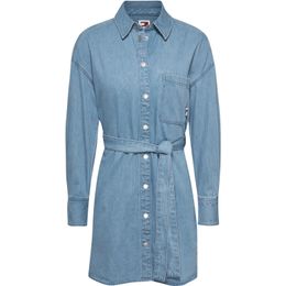 Jeanskleid Tommy Jeans "TJW BELTED DENIM SHIRT DRESS EXT" Gr. L (40), N-Gr, blau (denim_medium) Damen Kleider Freizeitkleider