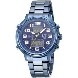 Funkchronograph ETT "Hunter, EGS-11445-32M" Armbanduhren blau Herren Solaruhren