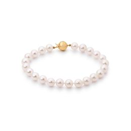 Perlenarmband Firetti "Schmuck Geschenk Gold 585 Armschmuck Armkette Perle" Armbänder Gr. 7, Gelbgold 585-Perlen, weiß (gelbgoldfarben, weiß) Damen Perlenarmbänder