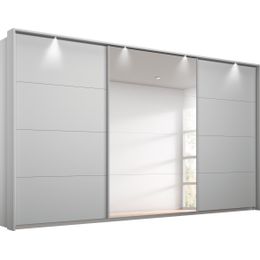 Schwebetürenschrank Rauch "Orias" Schränke Gr. B/H/T: 368 cm x 233 cm x 68 cm, mit Beleuchtung, 3 St., grau (seidengrau) Schwebetürenschränke und Schiebetürenschränke