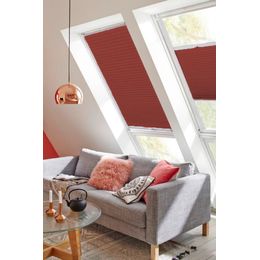 Dachfensterplissee SUNLINES "StartUp Style Honeycomb TL" Plissees Gr. 136,1 cm, zweiseitig verschiebbar, 117,4 cm, rot (ziegelrot, weiß) Dachfensterplissees