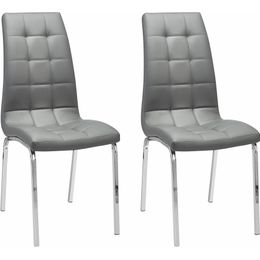 4-Fußstuhl Inosign "Lila" Stühle Gr. B/H/T: 43 cm x 98 cm x 60 cm, 2 St., Kunstleder, Metall, grau (grau, silberfarben) 4-Fuß-Stühle