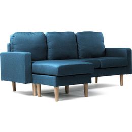 HABITAT ET JARDIN Umkehrbares Ecksofa aus blauem Stoff Gabby- 3-Sitzer-Sofa