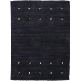 Wollteppich CarpetFine "Gabbeh Uni" Teppiche Gr. B/L: 80 cm x 150 cm, 15 mm, 1 St., schwarz Schurwollteppiche