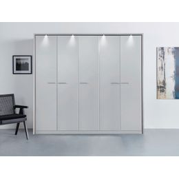 Drehtürenschrank Rauch "Oteli" Schränke Gr. B/H/T: 230 cm x 231 cm x 58 cm, mit Beleuchtung, 5 St., grau (seidengrau) Drehtürenschränke