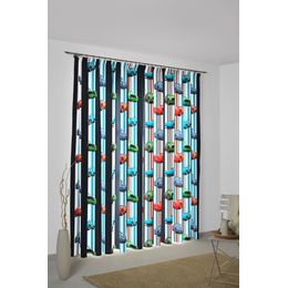 Vorhang WIRTH "Cars Stripes" Gardinen Gr. 145 cm, Multifunktionsband, 142 cm, blau Kinder Kinderzimmergardinen
