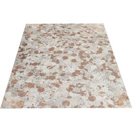 Lederteppich Home Affaire "Zeno" Teppiche Gr. B/L: 80 cm x 150 cm, 8 mm, 1 St., grau (grau, creme) Esszimmerteppiche