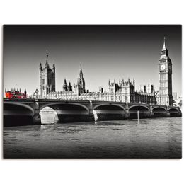 Leinwandbild Artland "Houses of Parliament & Themse" Bilder Gr. B/H: 120 cm x 90 cm, Großbritannien, 1 St., schwarz Leinwandbilder